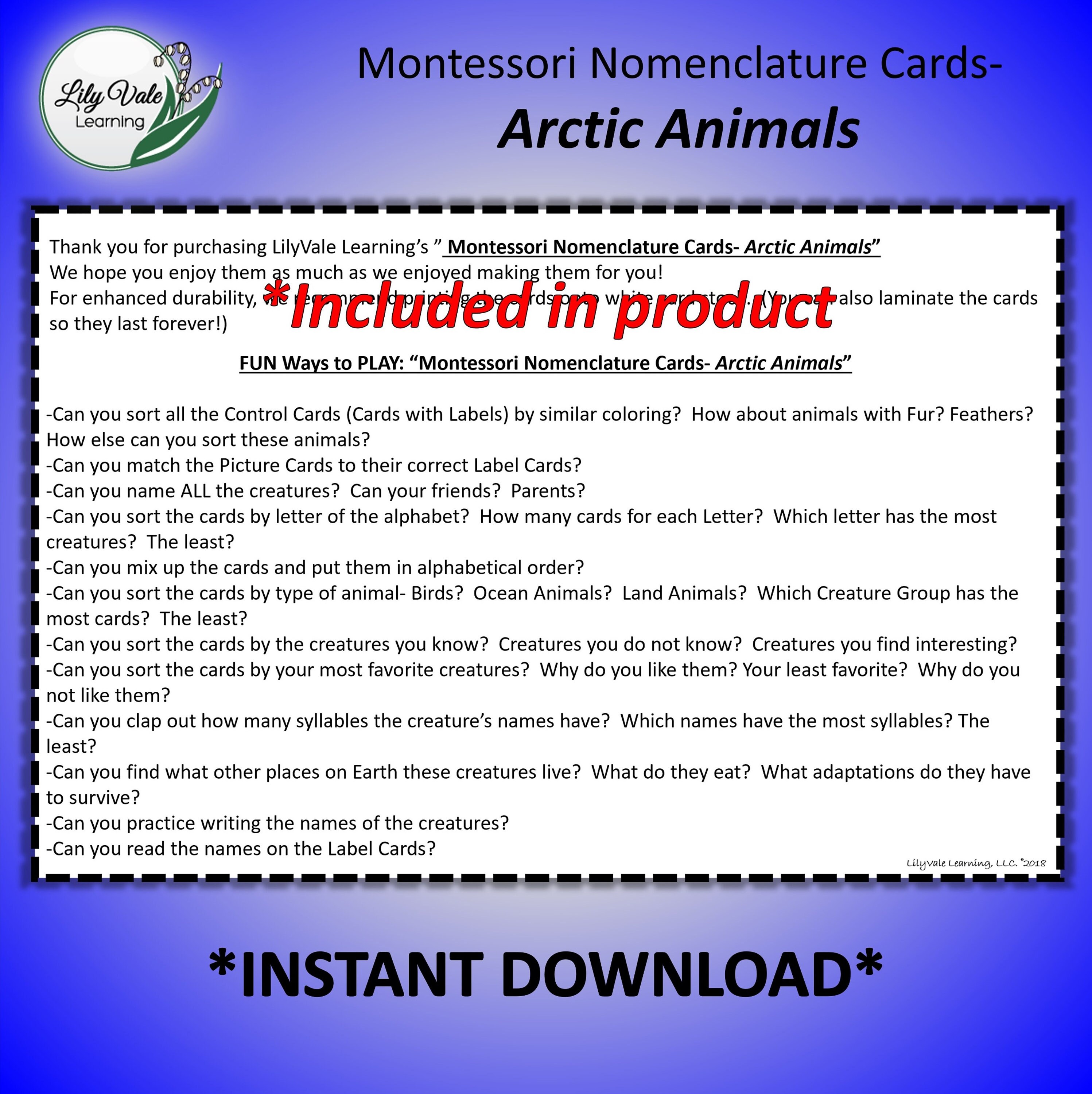 Printable Flashcards, Polar Animals, Montessori Flashcards, ARCTIC ...