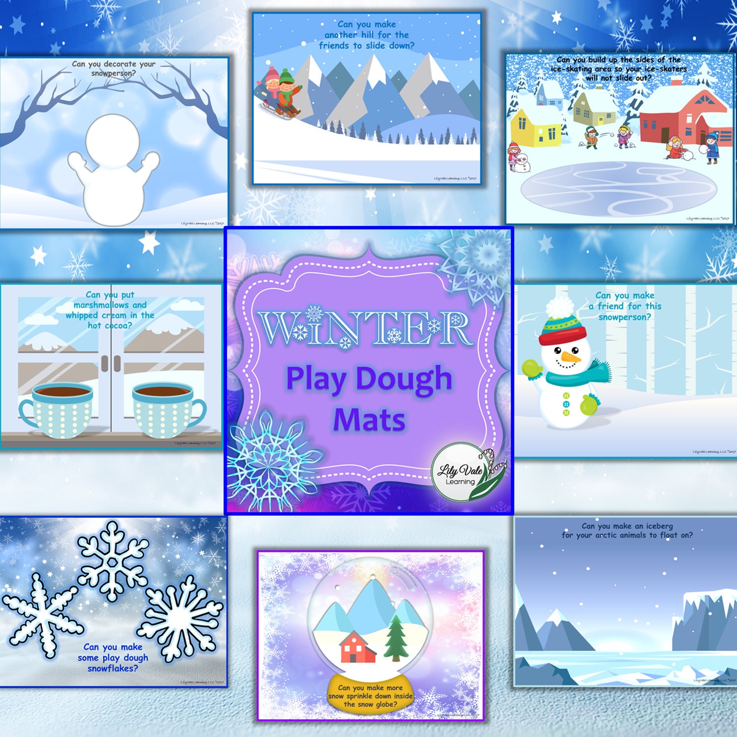 Kids Winter Activity, Preschool Winter Activity, WINTER PLAYDOUGH MATS ...