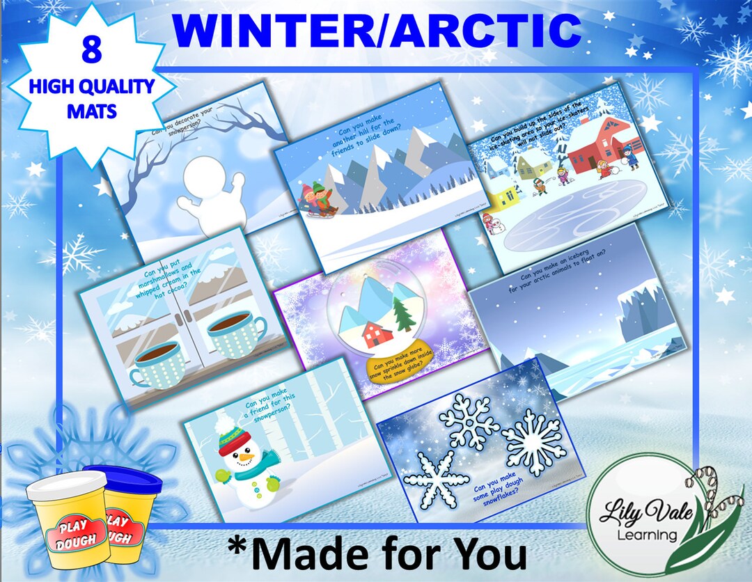 Kids Winter Activity, Preschool Winter Activity, WINTER PLAYDOUGH MATS ...