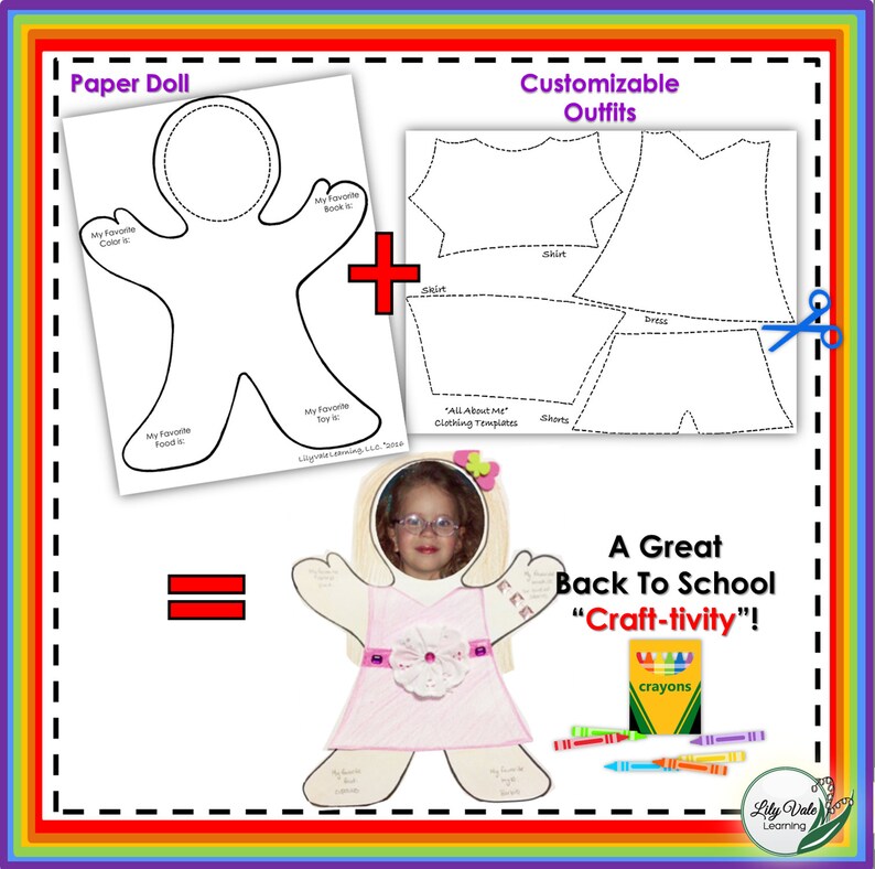 Printable Paper Doll, PDF Printable Paper Doll, All About Me, All About ...