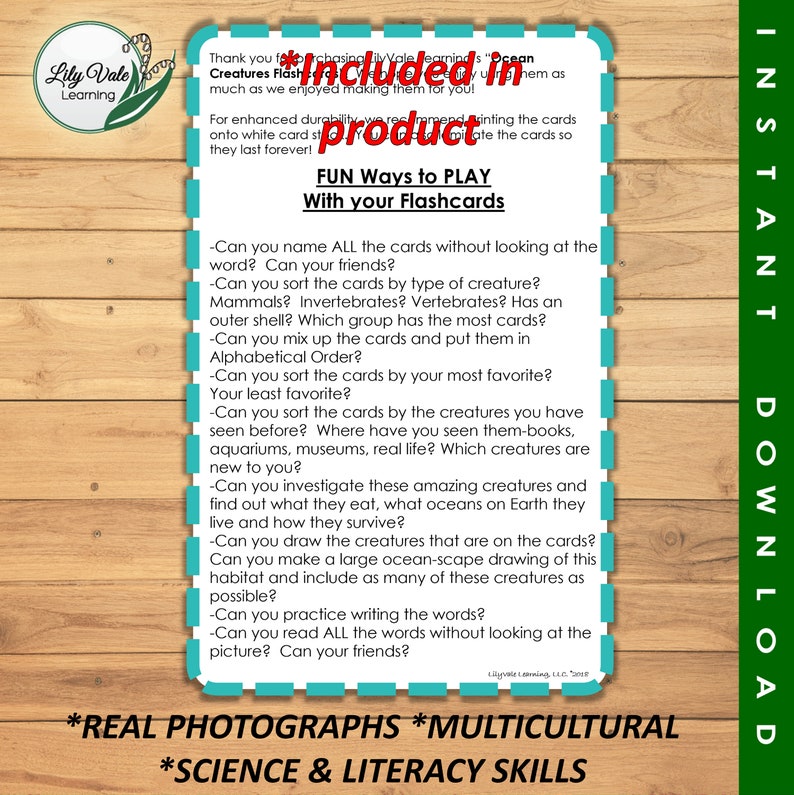 Printable Flashcards, Ocean Animal Printable, OCEAN ANIMAL FLASHCARDS ...