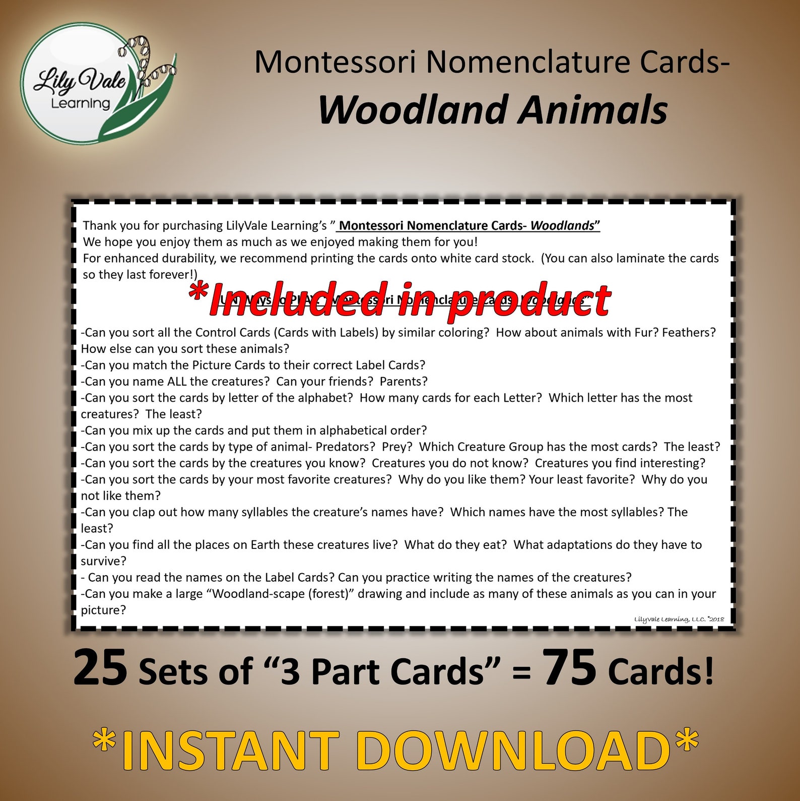 WOODLAND ANIMAL CARDS, Forest Animal Cards, Montessori Flashcards ...