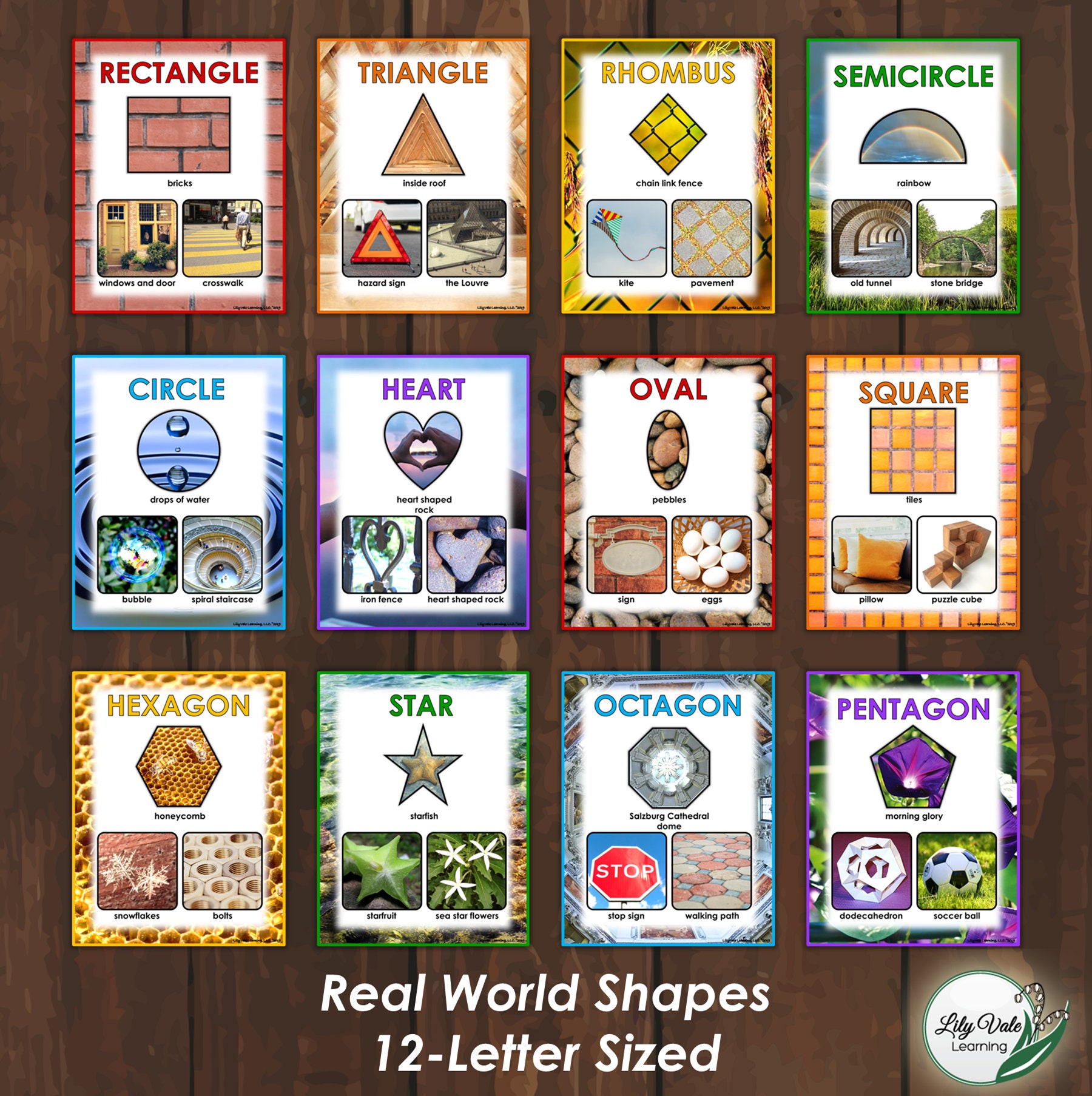 Printable Shape Posters, Nature Shapes, Shape Learning, Preschool ...