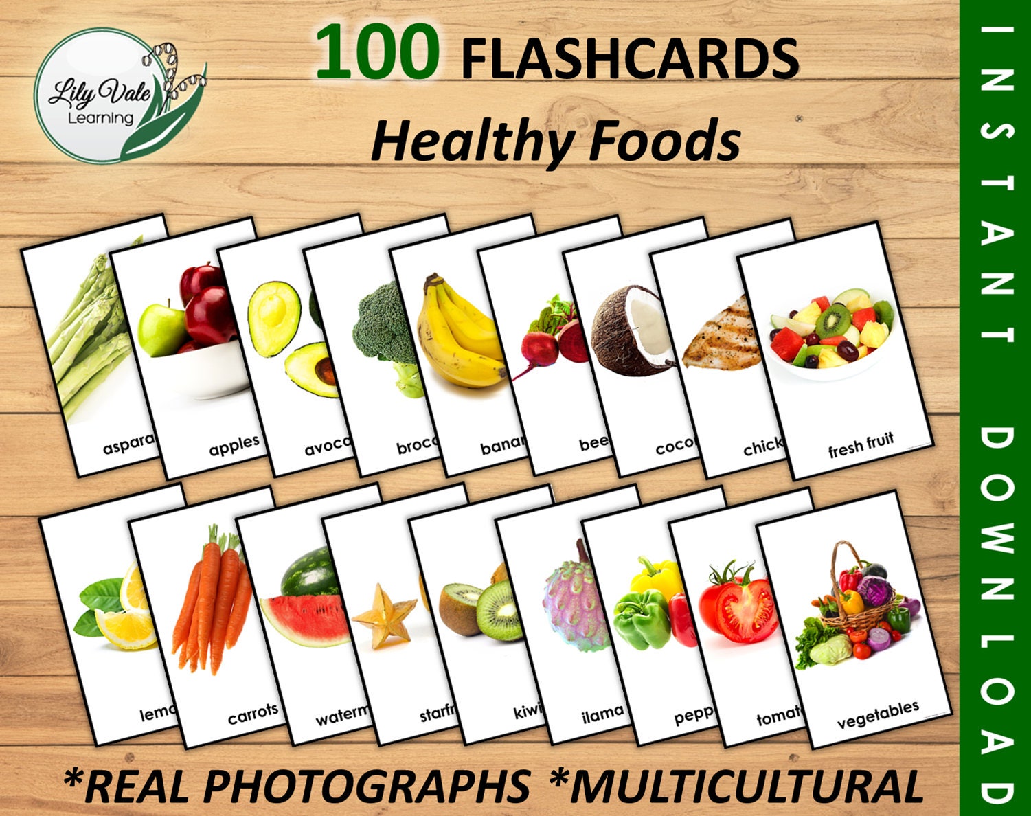 Printable Flashcards, Baby Learning Card, Picture Word Card, Food ...