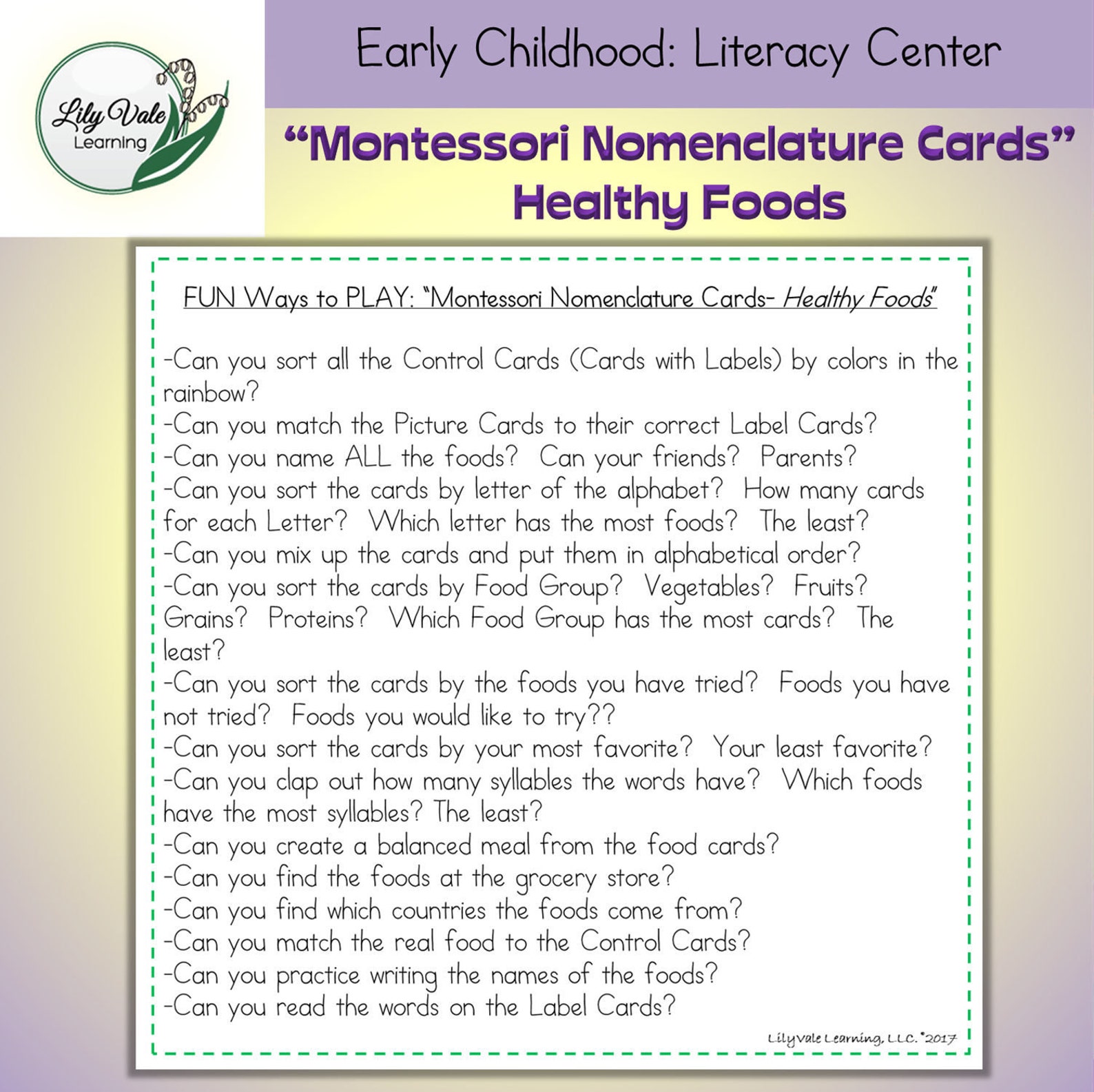 Montessori Materials, Montessori Flashcards, 3 Part Cards, Food ...