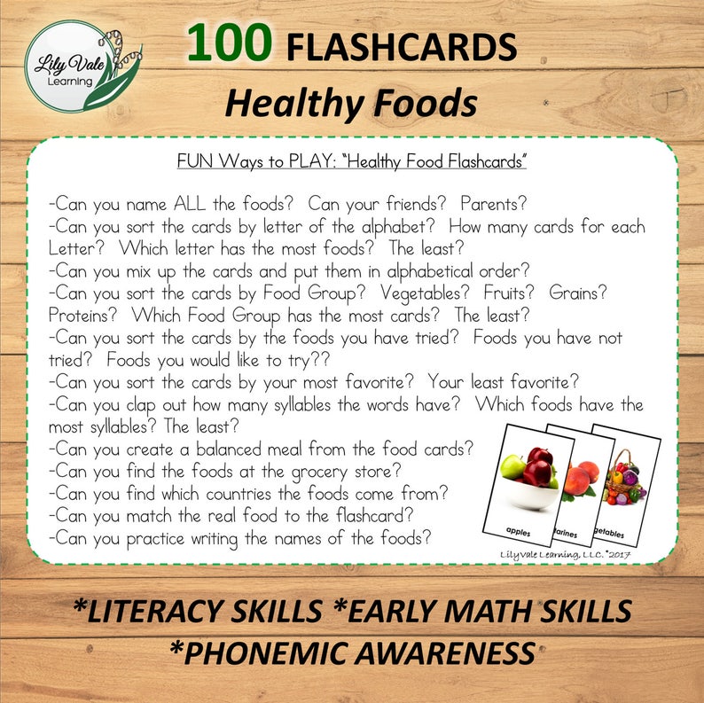 Printable Flashcards, Baby Learning Card, Picture Word Card, Food ...