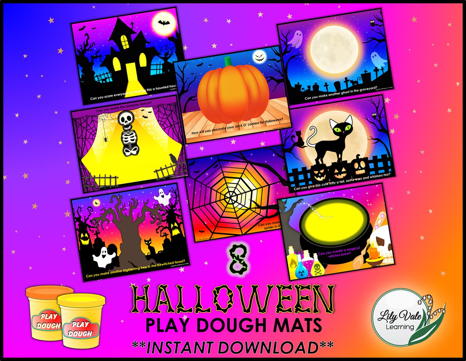 Halloween Playdough Mats, Kid Halloween Activity, Playdough Party ...