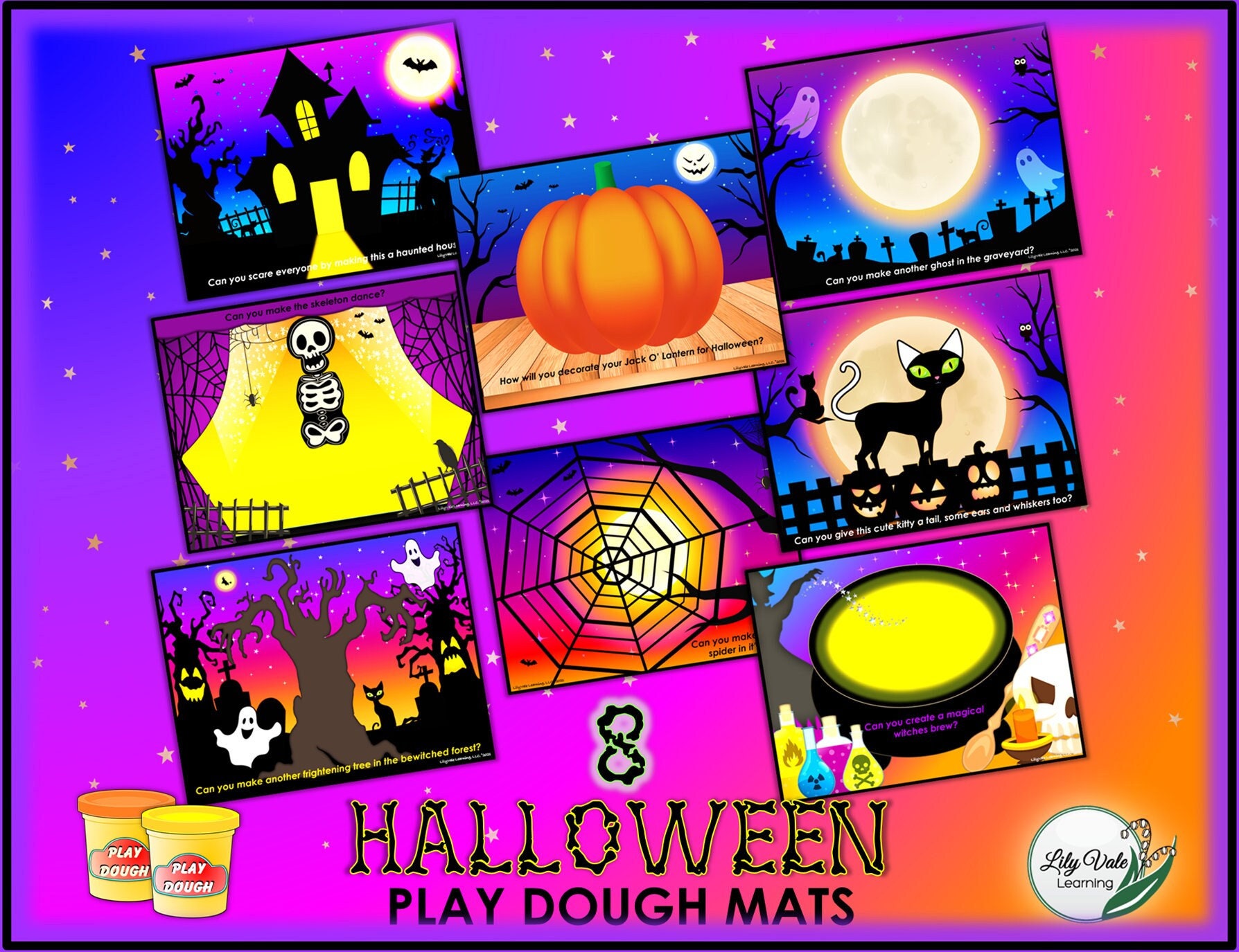 Halloween Playdough Mats, Kid Halloween Activity, Kids Halloween Party ...