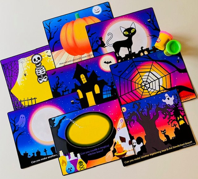 Halloween Playdough Mats, Kid Halloween Activity, Kids Halloween Party ...