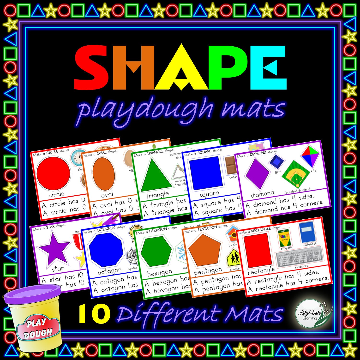 Shape Playdough Mats, Preschool Shapes, Montessori Shapes, Shape ...