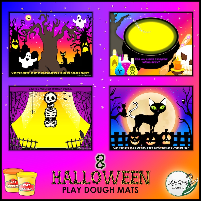 Halloween Playdough Mats, Kid Halloween Activity, Kids Halloween Party ...