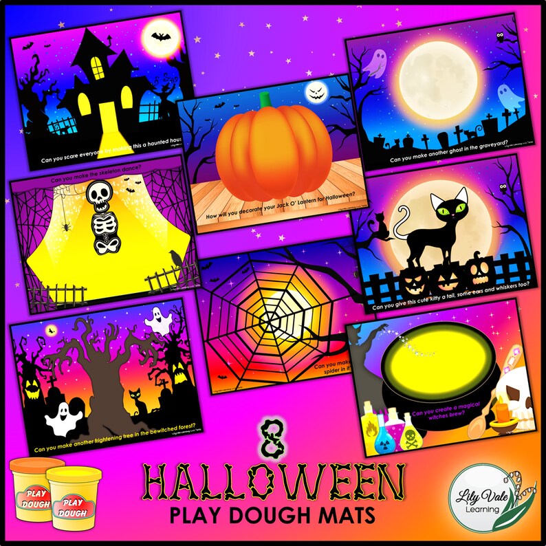 Halloween Playdough Mats, Kid Halloween Activity, Playdough Party ...