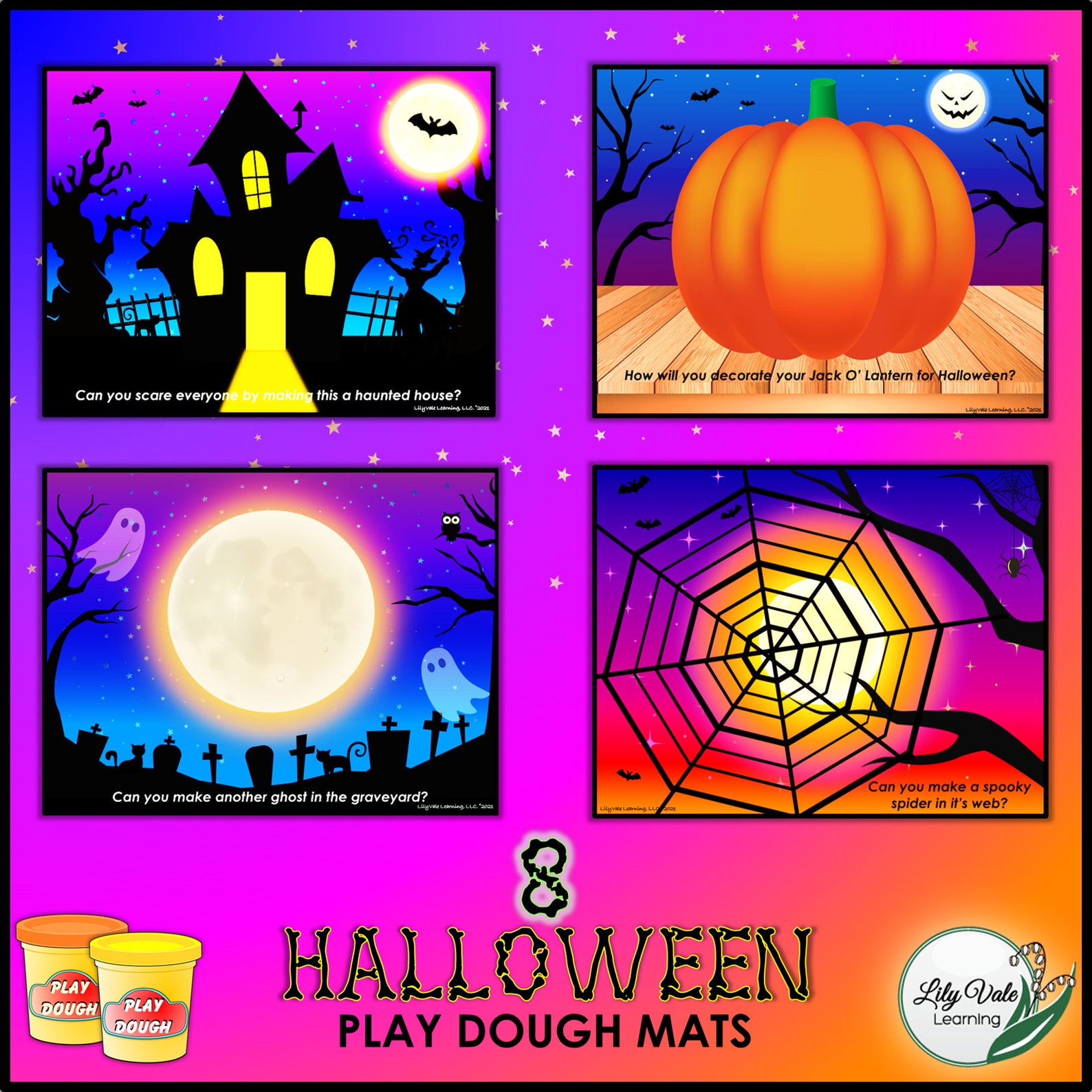 Halloween Playdough Mats, Kid Halloween Activity, Playdough Party ...