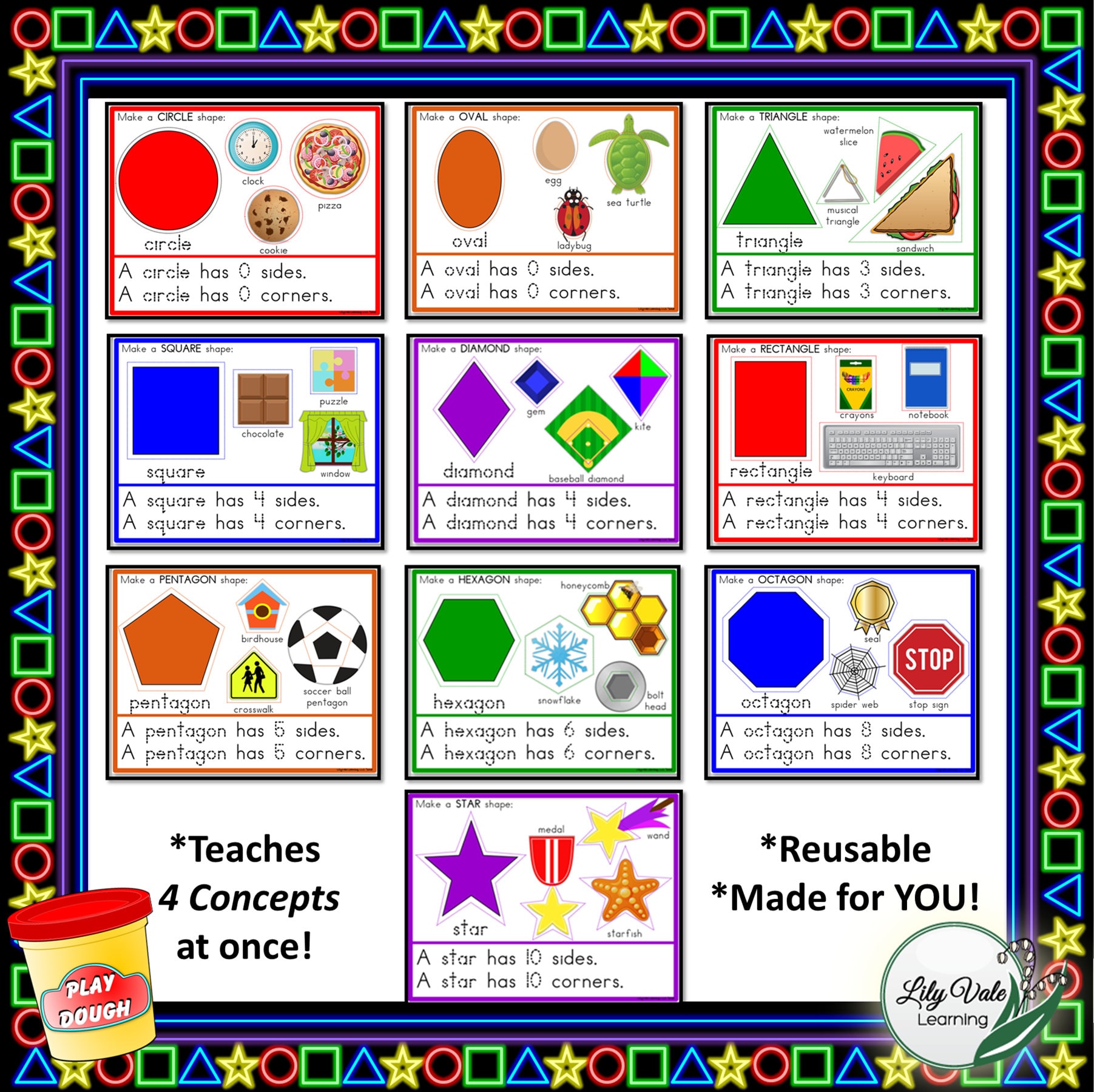 Shape Playdough Mats, Preschool Shapes, Montessori Shapes, Shape ...