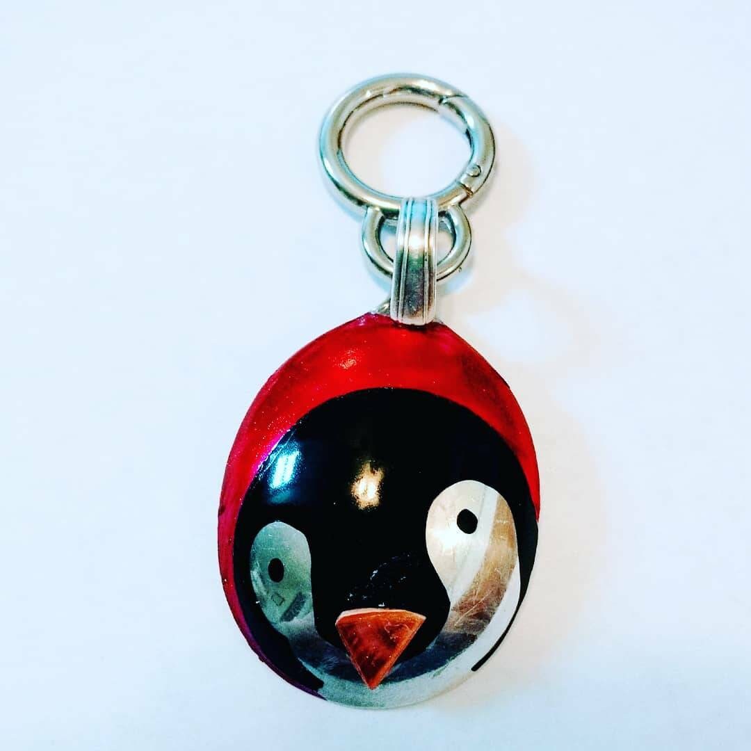 Penguin Gumbo Spoon Recycled Silverware Key Chain Handmade With Red ...