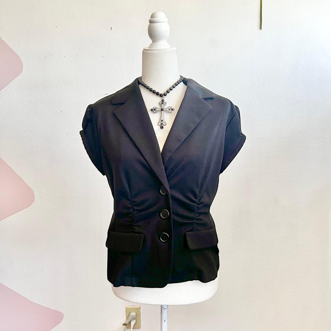 Vintage Y2K Blazer Top Office Siren 2000s Emo Scene Mall Goth Large - Etsy
