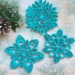 Set of THREE Snowflake Ornaments, Christmas Tree Decorations, Paper ...