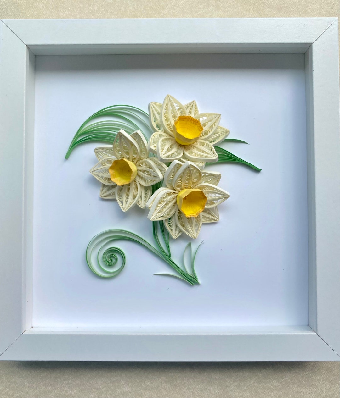 Framed Quilling Daffodils Bouquet Wall Art, Mother's Day Gift, Spring ...