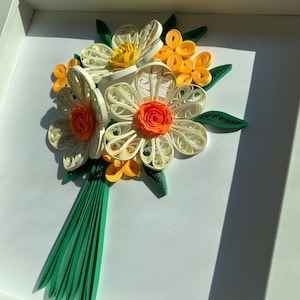 Bouquet of White-orange Flowers, Framed Paper Quilling Wall Art - Etsy