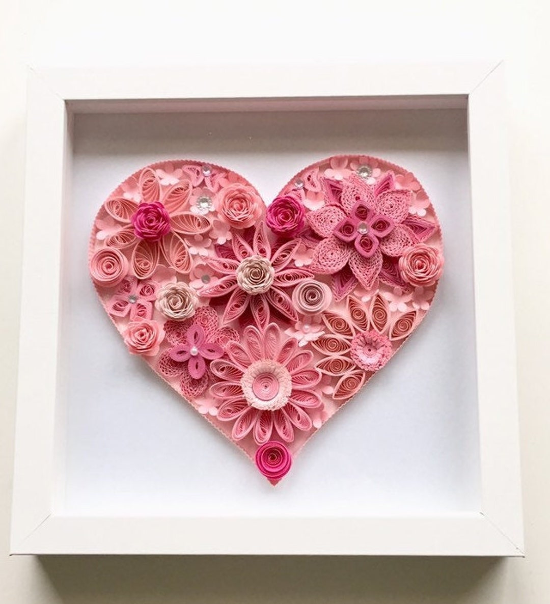 Personalized Framed Quilling Pink Heart Wall Art Gift - Etsy