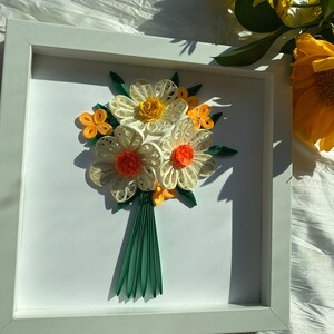 Bouquet of White-orange Flowers, Framed Paper Quilling Wall Art - Etsy