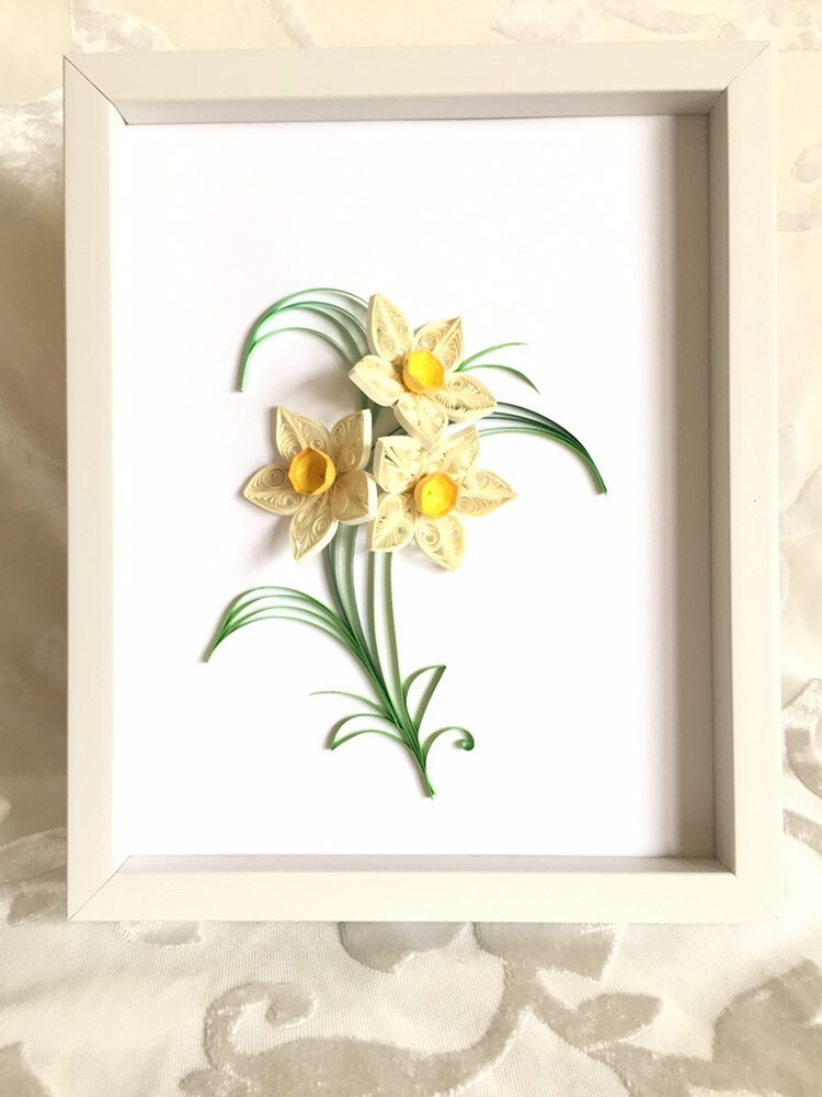 Framed Quilling Daffodils Bouquet Wall Art Mother's Day - Etsy