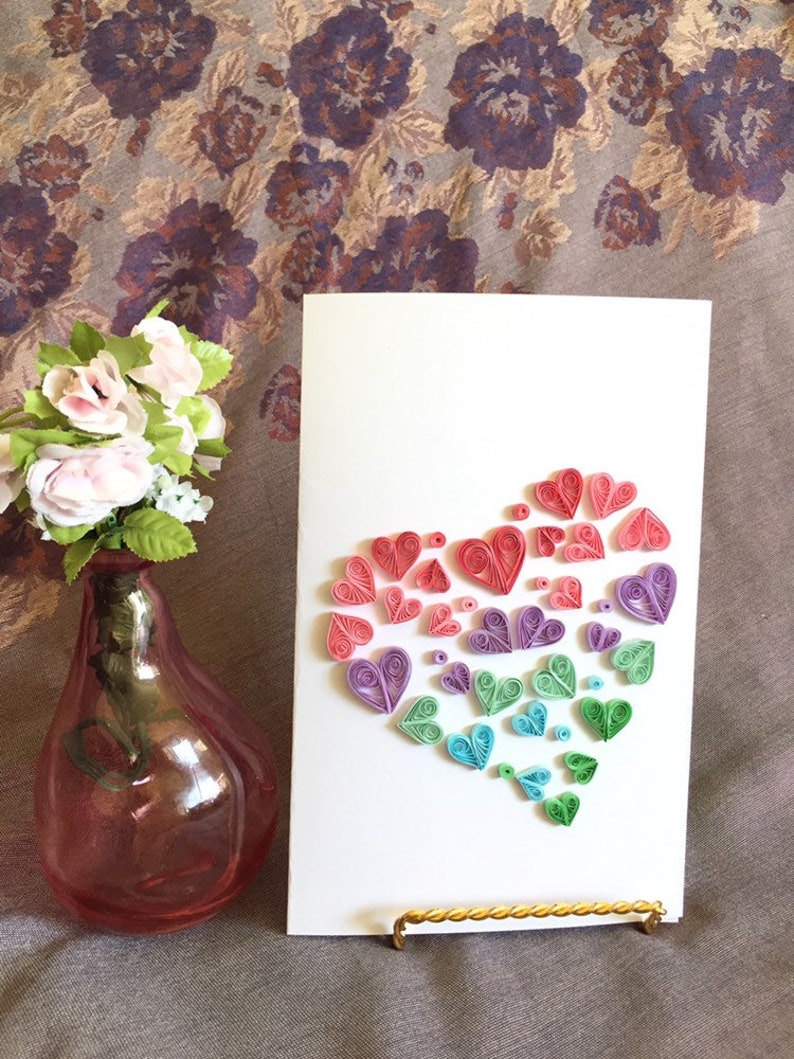 Quilled Heart Card: 3D Handmade Love Card - Etsy