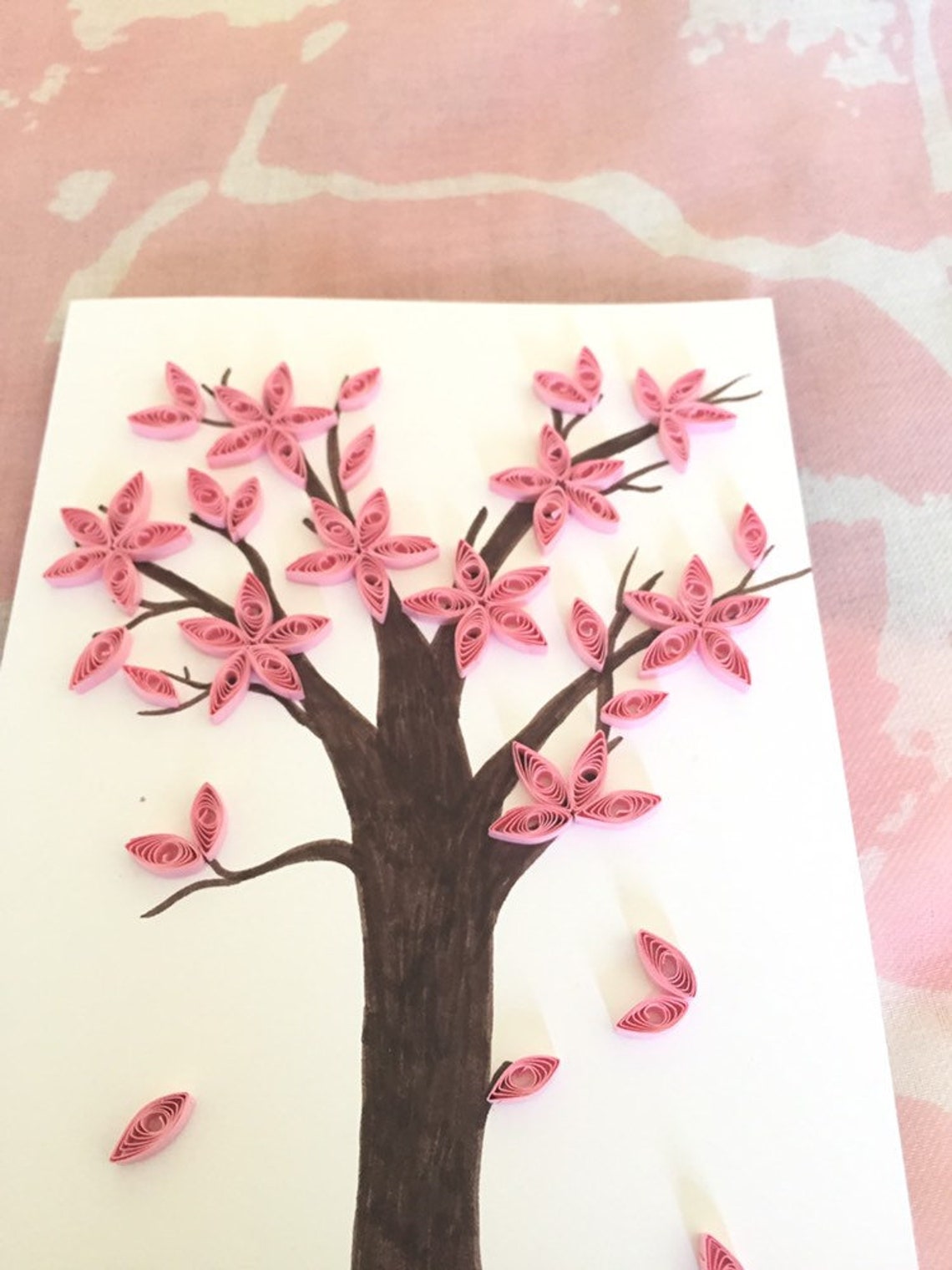 Quilling 3d blossom spring tree cardquilled handmade Easter | Etsy