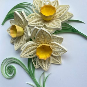 Framed Quilling Daffodils Bouquet Wall Art, Mother's Day Gift, Spring ...