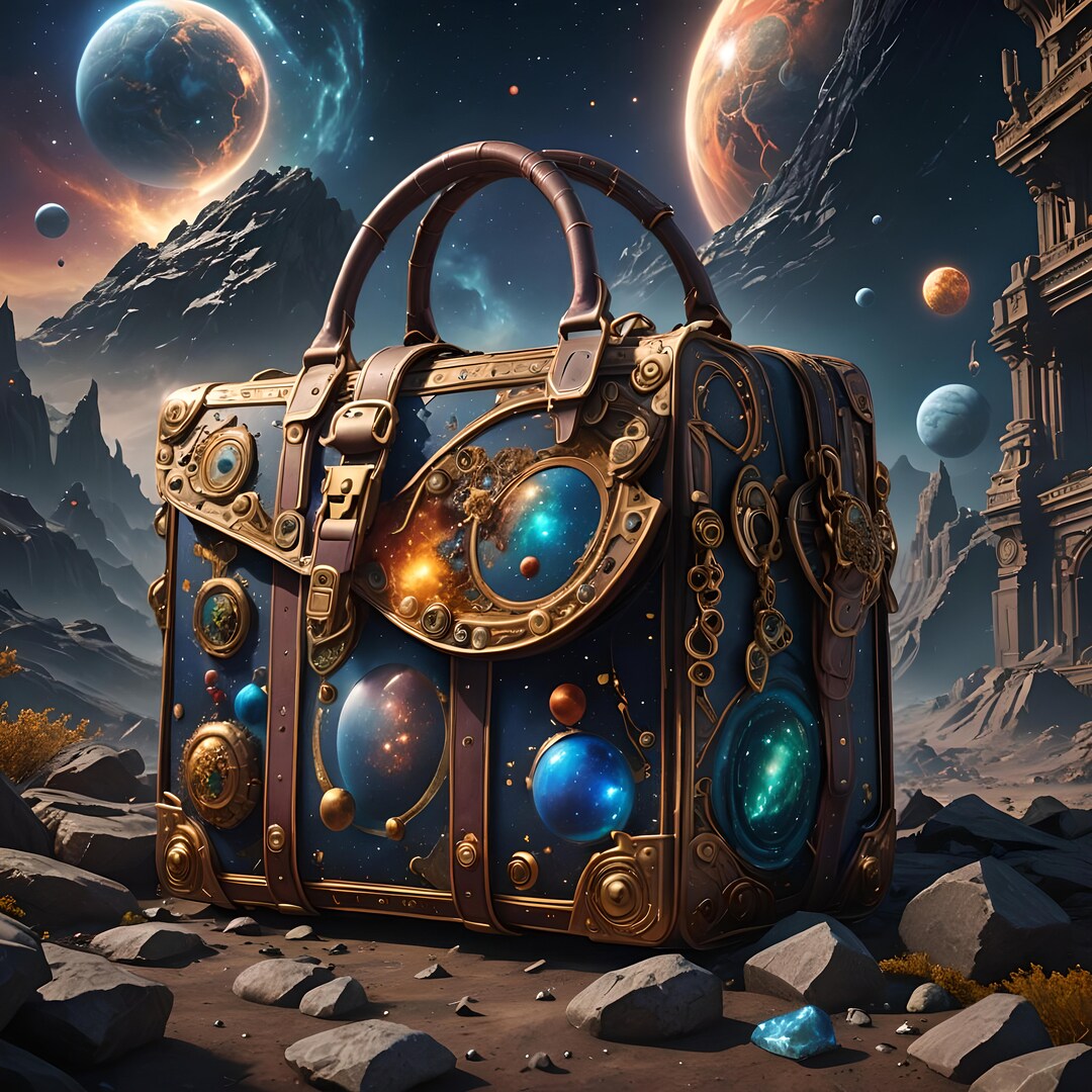 Cosmic Luggage Digital Download, AI Art, Printable Wall Art, Fantasy ...