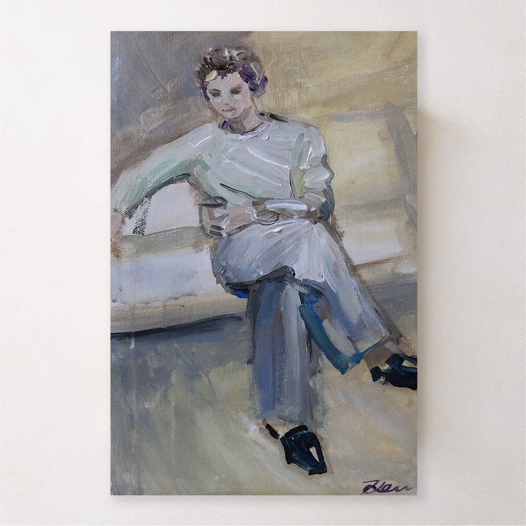 Original Abstract Painting ,sitting Man,wall Art ,11x15inch-abstract ...