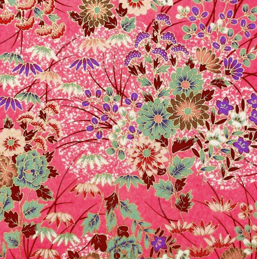 Japanese Yuzen Chiyogami Washi Paper Y0918 Vibrant Pink With Rich Floral Design - Etsy Canada