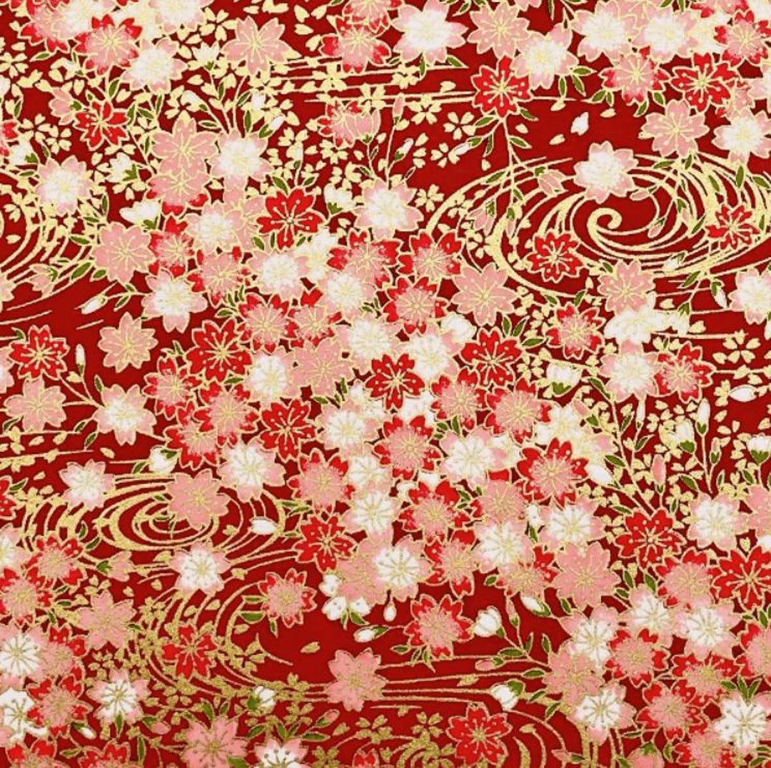 Japanese Yuzen Chiyogami Washi Paper Y0785 Red Cherry Blossoms - Etsy