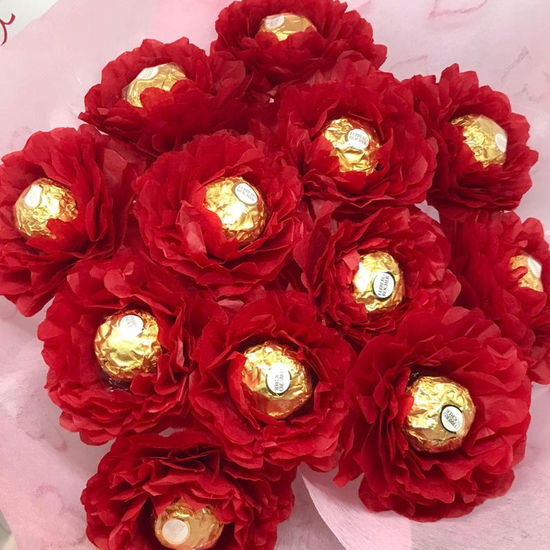 A Dozen Red Chocolate Roses in a Posy Box - Handmade Ferrero Chocolate ...