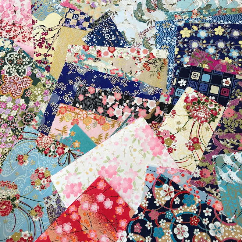Japanese Yuzen Chiyogami Washi Paper Assortment Bulk Pack Origami Size ...