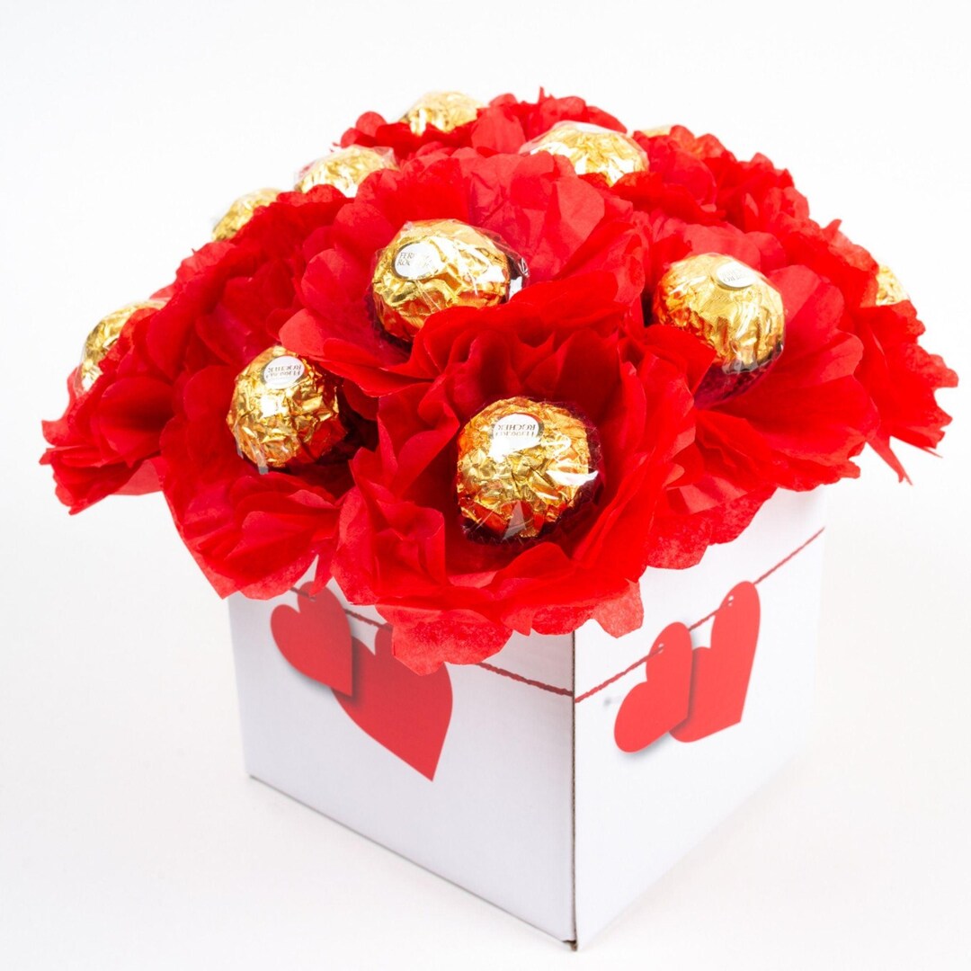 A Dozen Red Chocolate Roses in a Posy Box - Handmade Ferrero Chocolate ...