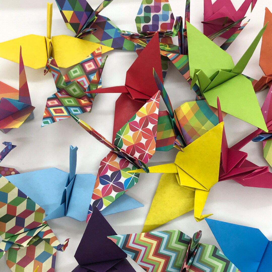 Grullas de origami plegadas a mano con patrones mixtos - Etsy España