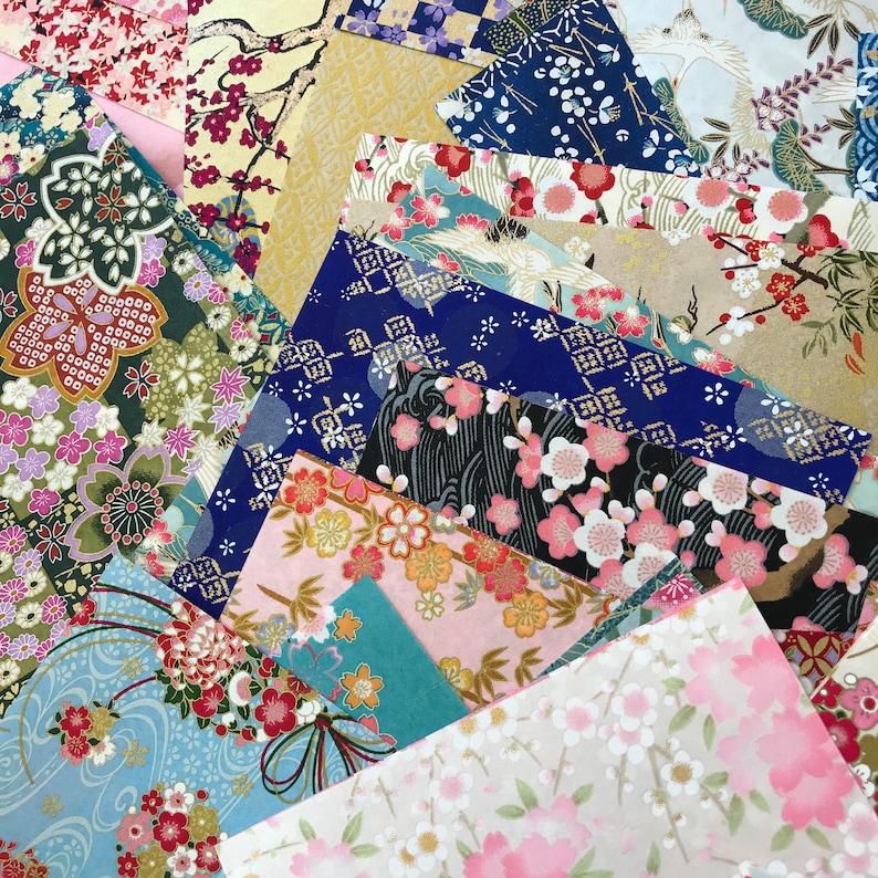 Japanese Yuzen Chiyogami Washi Paper Assortment Bulk Pack Origami Size ...