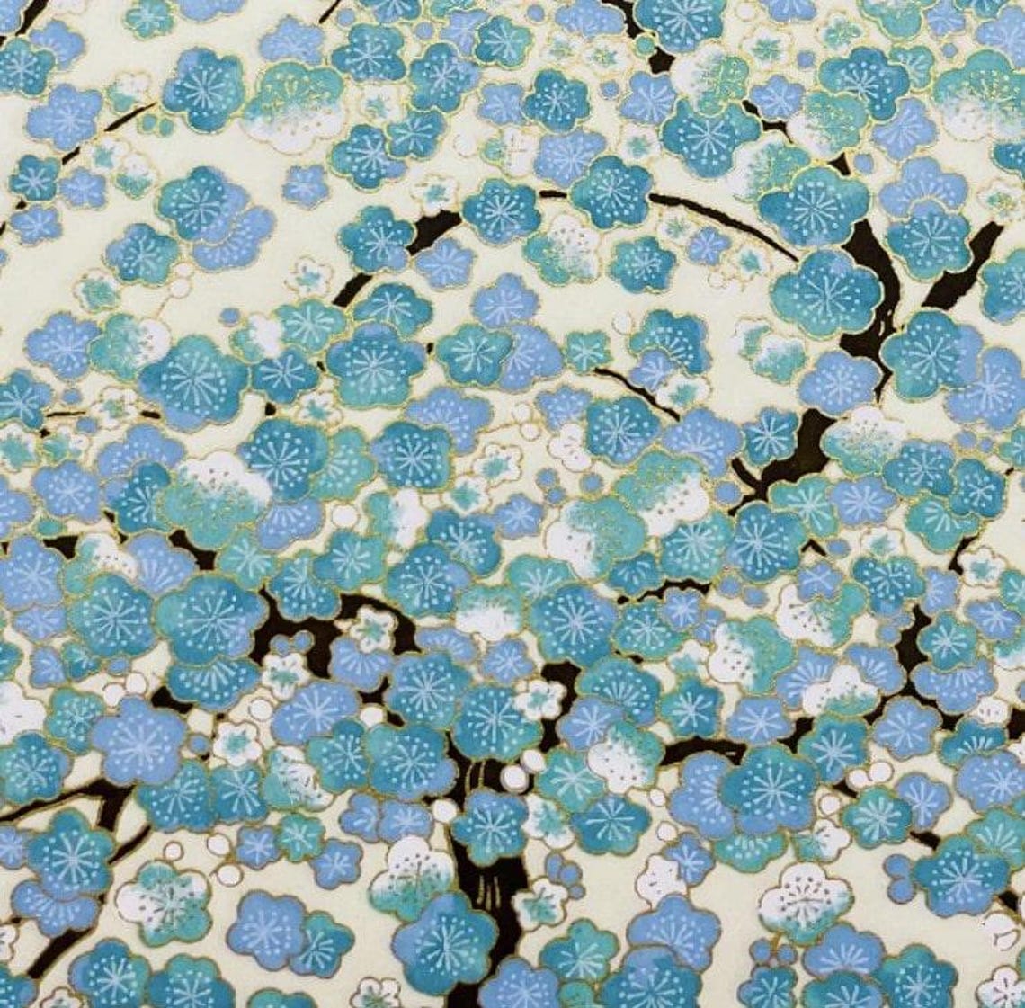 Japanese Yuzen Chiyogami Washi Paper (Y0674) – Blue Plum Blossoms - Etsy