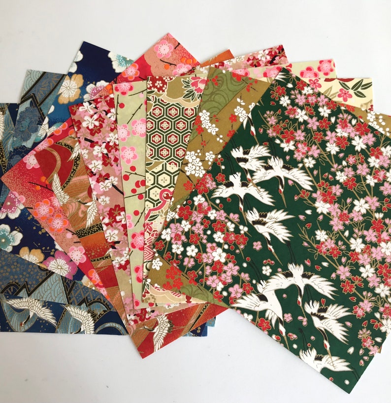Japanese Yuzen Chiyogami Washi Paper Assortment Bulk Pack Origami Size ...