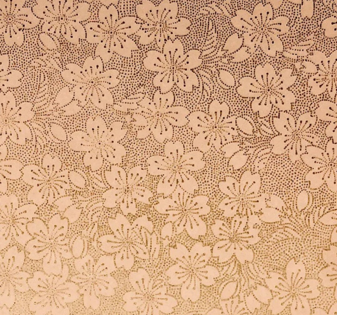 Japanese Yuzen Washi Paper Rose Gold Cherry Blossom Dotted Chiyogami ...
