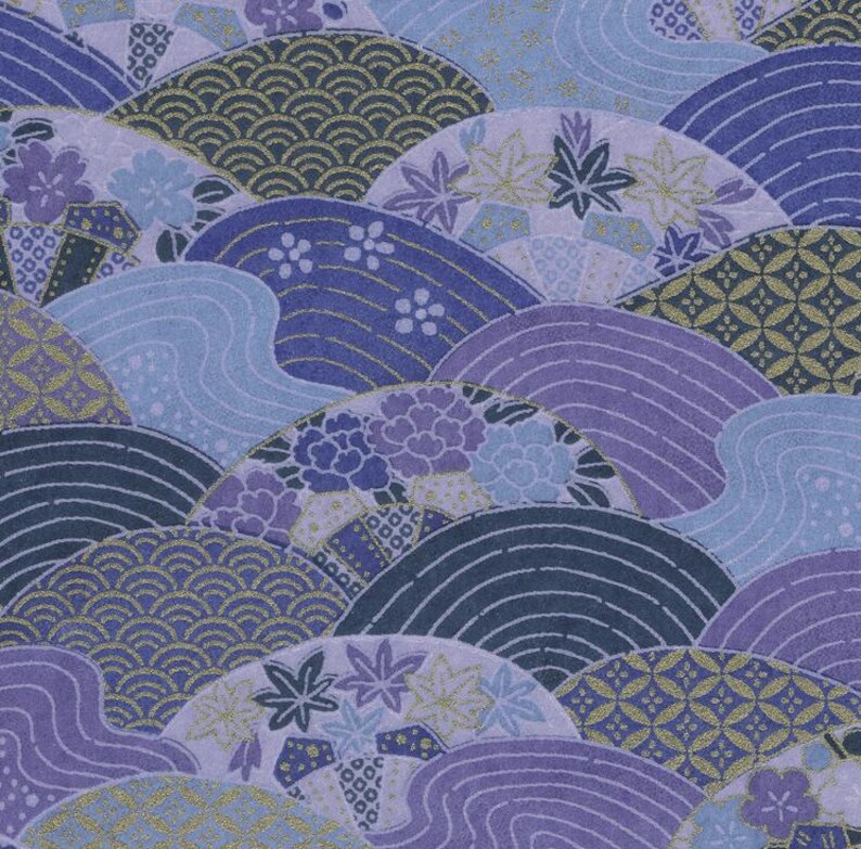 Japanese Yuzen Chiyogami Washi Paper Y0001 Waves of Purple Serenity - Etsy