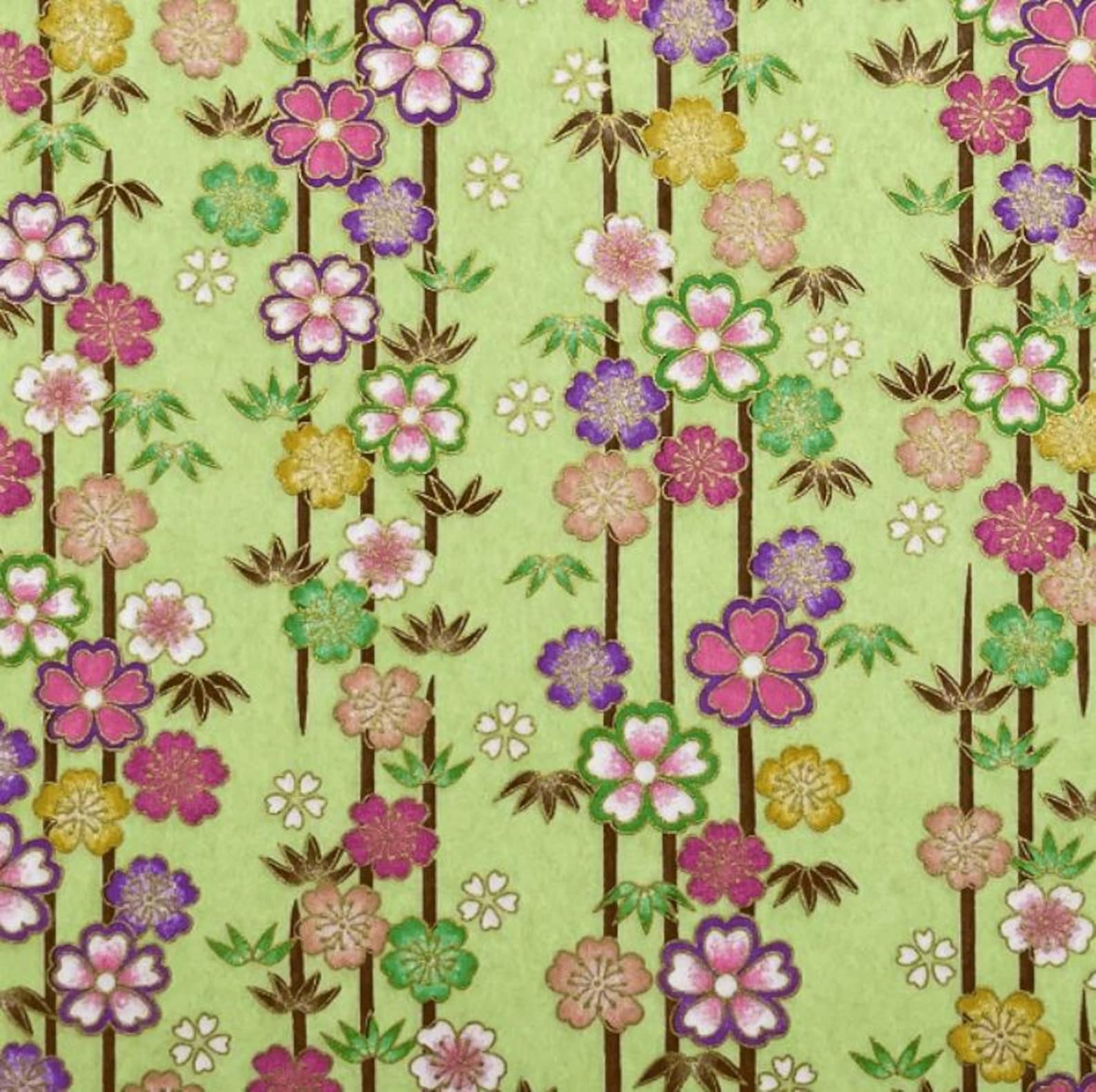 Japanese Yuzen Chiyogami Washi Paper (Y0120) – Green With Bamboo and ...