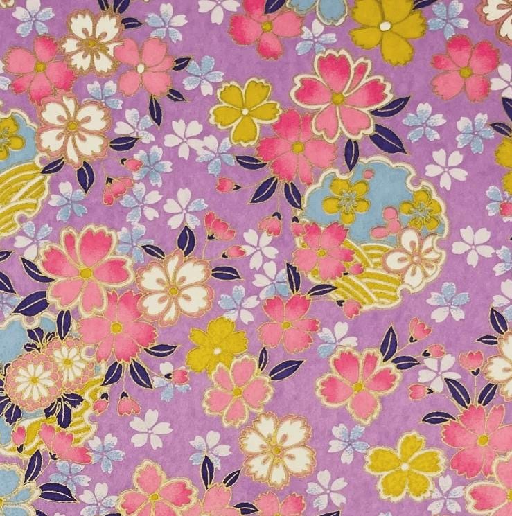 Japanese Yuzen Chiyogami Washi Paper (Y0335) – Vibrant Spring Florals ...