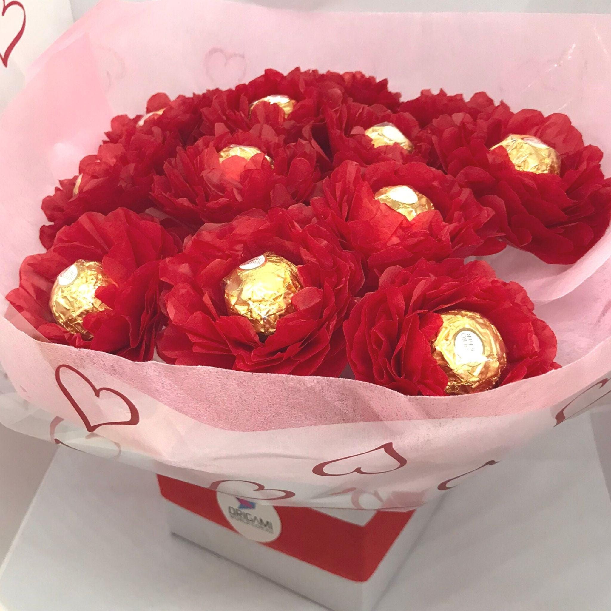 A Dozen Red Chocolate Roses in a Posy Box - Handmade Ferrero Chocolate ...