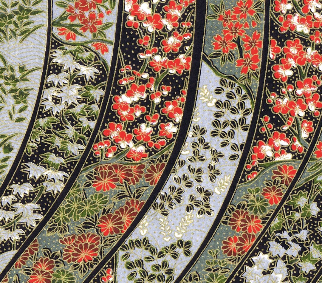 Japanese Yuzen Chiyogami Washi Paper Y0154 Autumn Floral Waves - Etsy