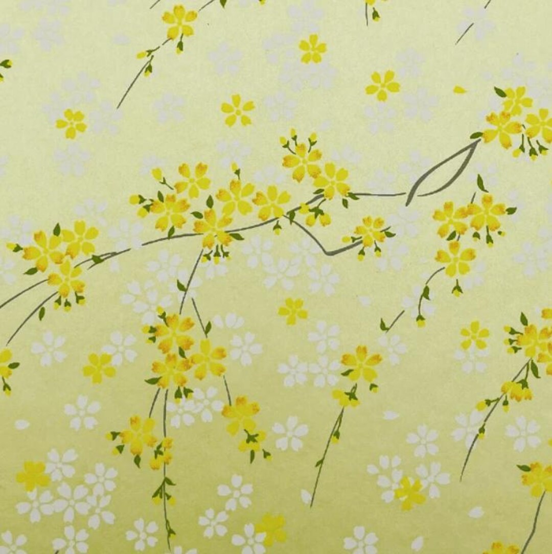 Japanese Yuzen Chiyogami Washi Paper Y0933 – Sunny Blossoms Yuzen Paper ...