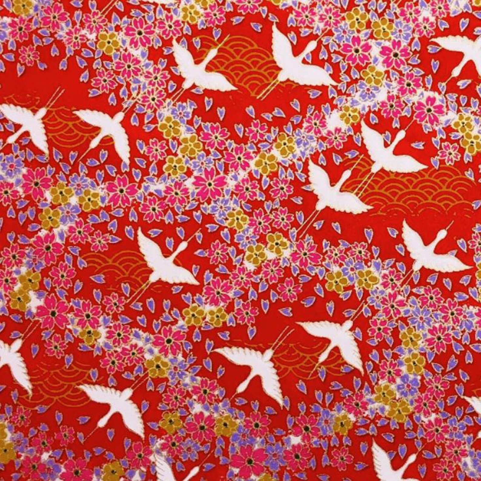 Japanese Yuzen Chiyogami Washi Paper (Y0818) – Radiant Cranes in ...