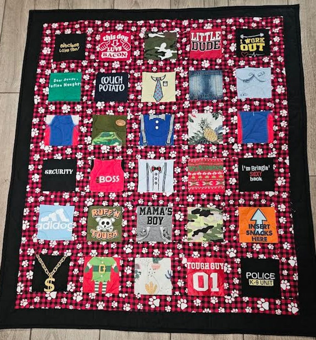 Dog Memorial Quilt;( Medium Size Clothes);pet Memorial; Pet Blankets ...