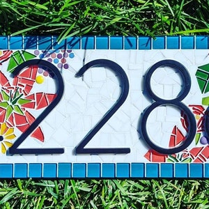 Floral Mosaic Address Sign House Numbers Flower Bright Colorful - Etsy